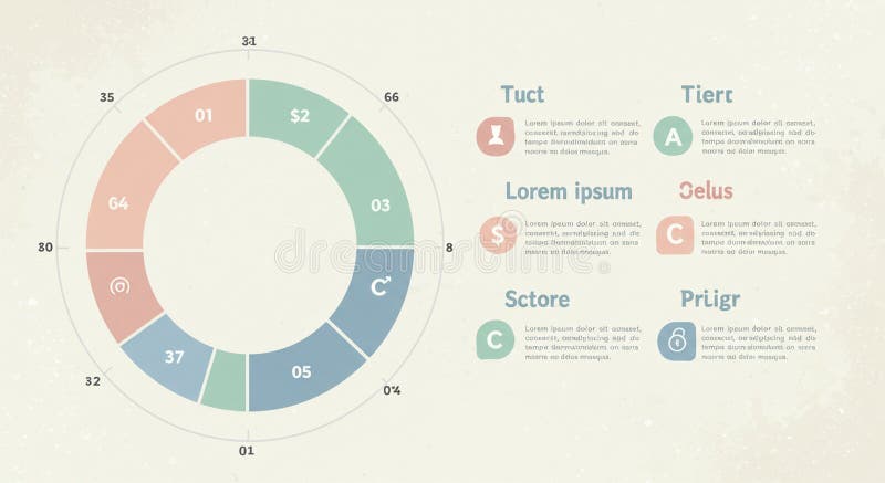 Circular Infographic Featuring a Segmented Donut Chart with Six Colored ...