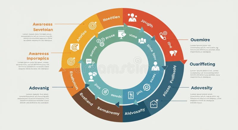 Circular Infographic with Segmented Design, Showcasing a Process or ...