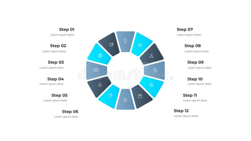 Circular Infographic with Twelve Segments, Showcasing Sequential Steps ...