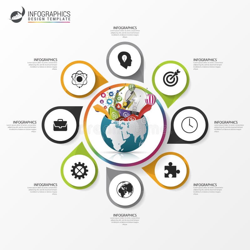 Circular Infographics. Business Concept with Creative World Stock ...