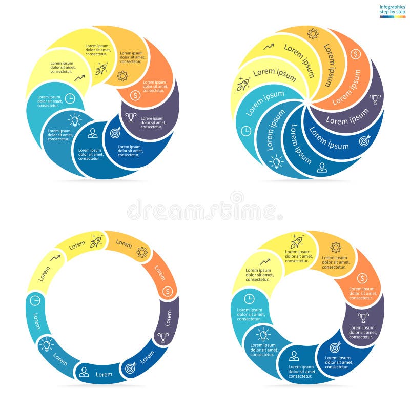 Circular Infographics with Rounded Colored Sections. Stock Vector ...