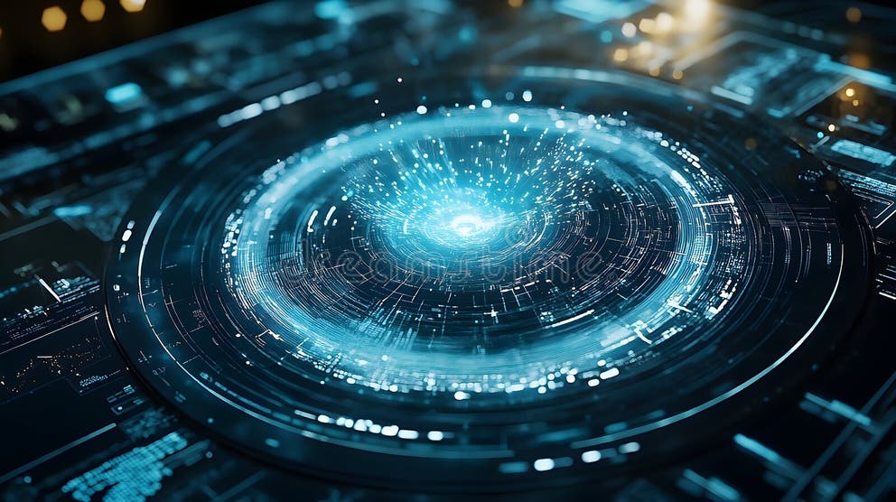 Circular Interactive Display System with Glowing Data Stock Photo ...