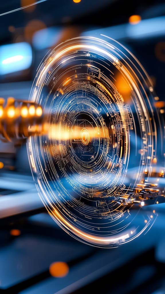 Circular Interface with Glowing Lines and Lights Appears Dynamic and ...