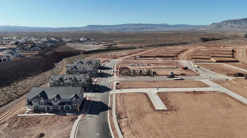 Circular Intersection in a New Desert Development, with Houses Under ...