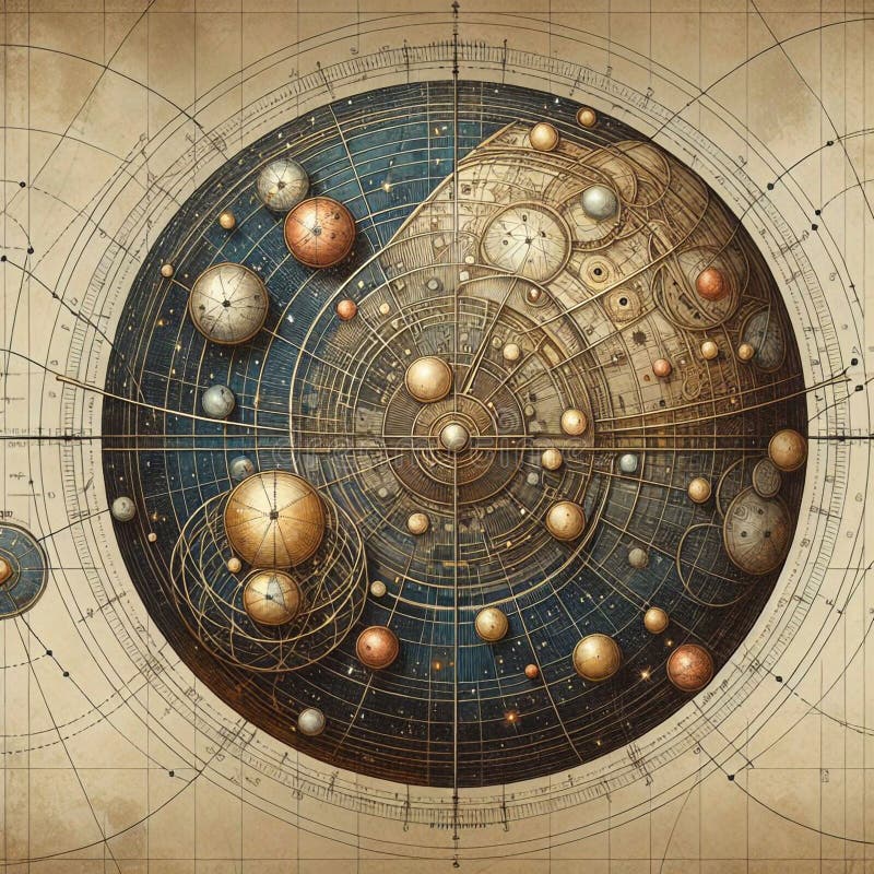 A Circular, Intricate Design Featuring Planets, Stars, and Clockwork ...