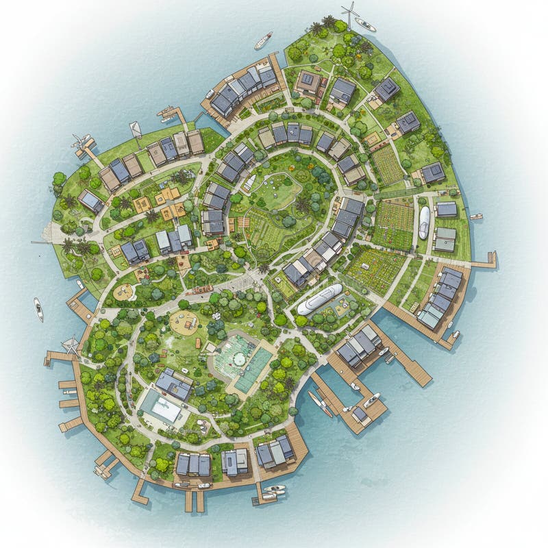 Circular Island Community with a Network of Paths Connecting Various ...