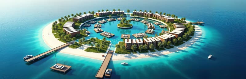 Circular Island Resort in Maldives. Modern Resort Structures Built ...