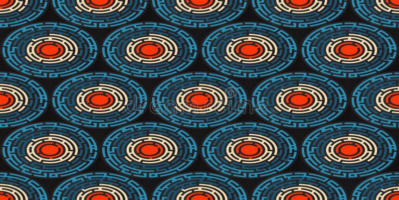Circular Isometric Seamless Pattern of Colored Labyrinth, Flat Stock ...