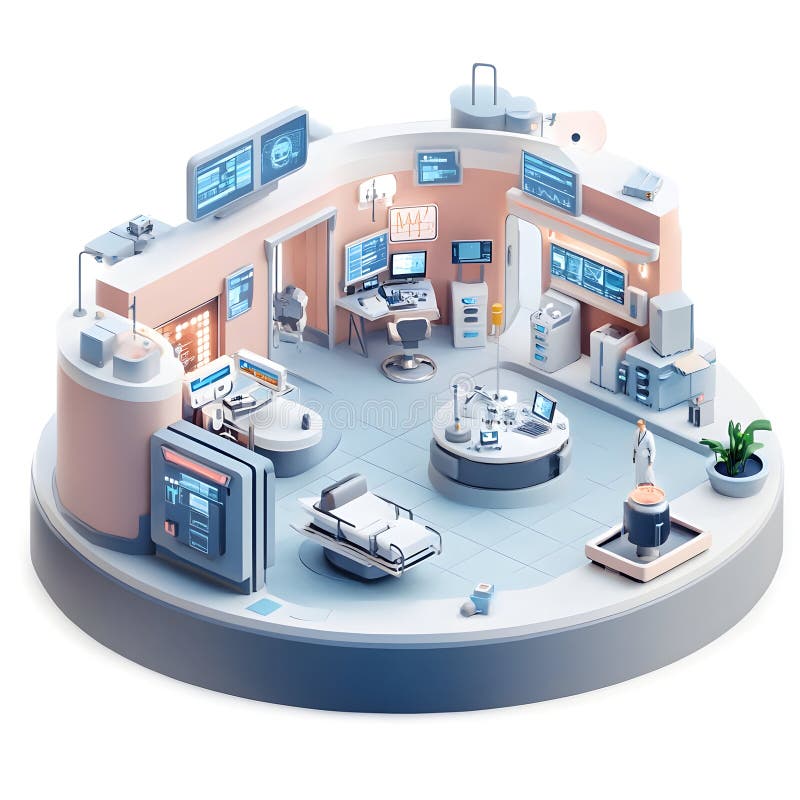 Circular Isometric View of a Futuristic Medical Facility Stock ...