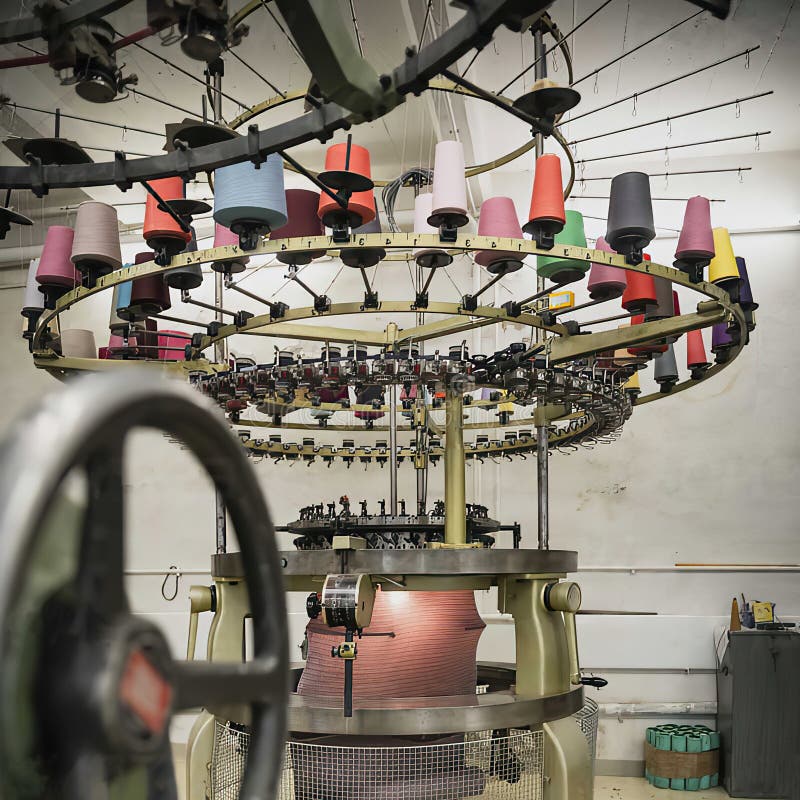 Circular Knitting Machine. Thread Production Plant. Stock Image - Image ...