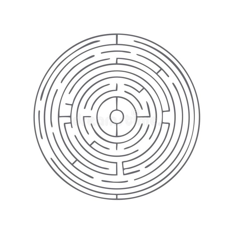 Circular Labyrinth Illustration: Maze Design with Round Puzzle ...