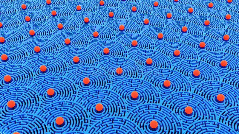 Circular Labyrinth Pattern, 3D Rendering Stock Illustration ...