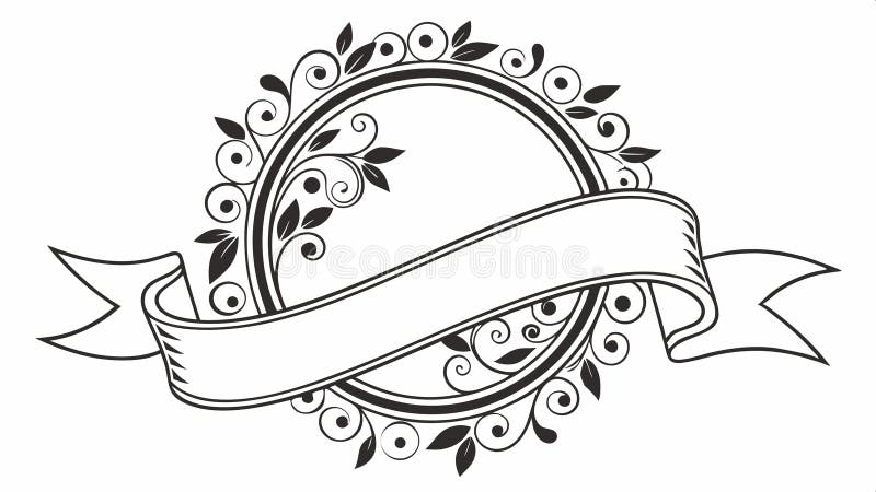 Circular Laurel Wreath Ribbon Emblem Frame Vector Classic Decorative ...