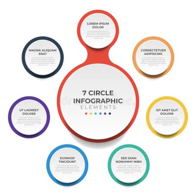 Circular Layout Diagram with 7 Points of Steps, Sequence, Colorful ...