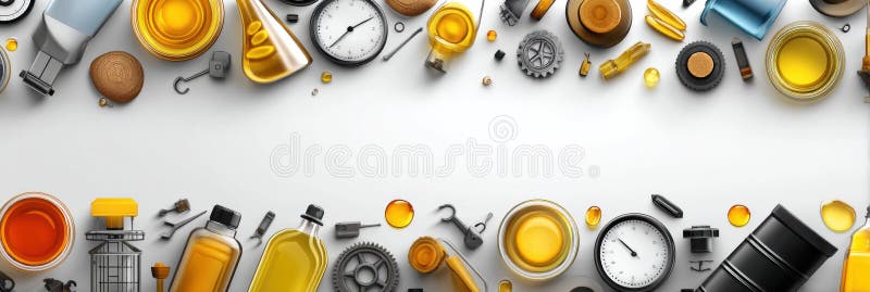 Circular Arrangement of Oil Industry Objects on a Clean Background ...