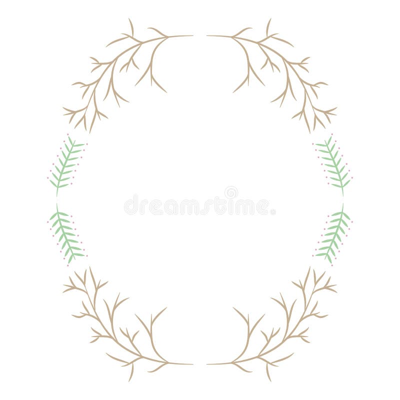 Circular Leafs Crown Frame Boho Style Stock Vector - Illustration of ...