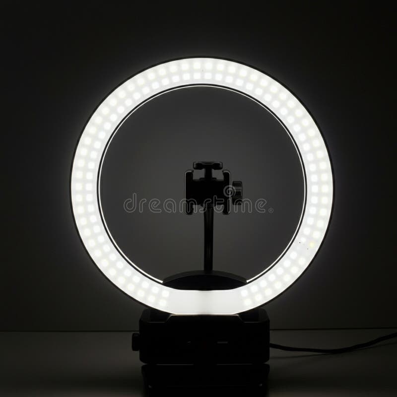 A Circular LED Ring Light Glows Brightly Against a Dark Background ...