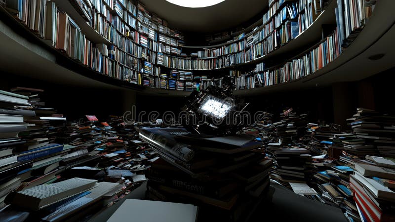 Circular Library, Books Falling, Knowledge Explosion, Research Stock ...