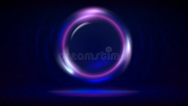 Circular Light Frame on Particle Background, Stage. Template, Backdrop ...
