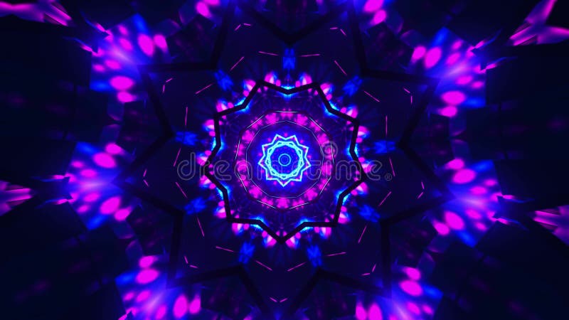 Circular Light Pattern with Blue and Pink Lights. Kaleidoscope VJ Loop ...