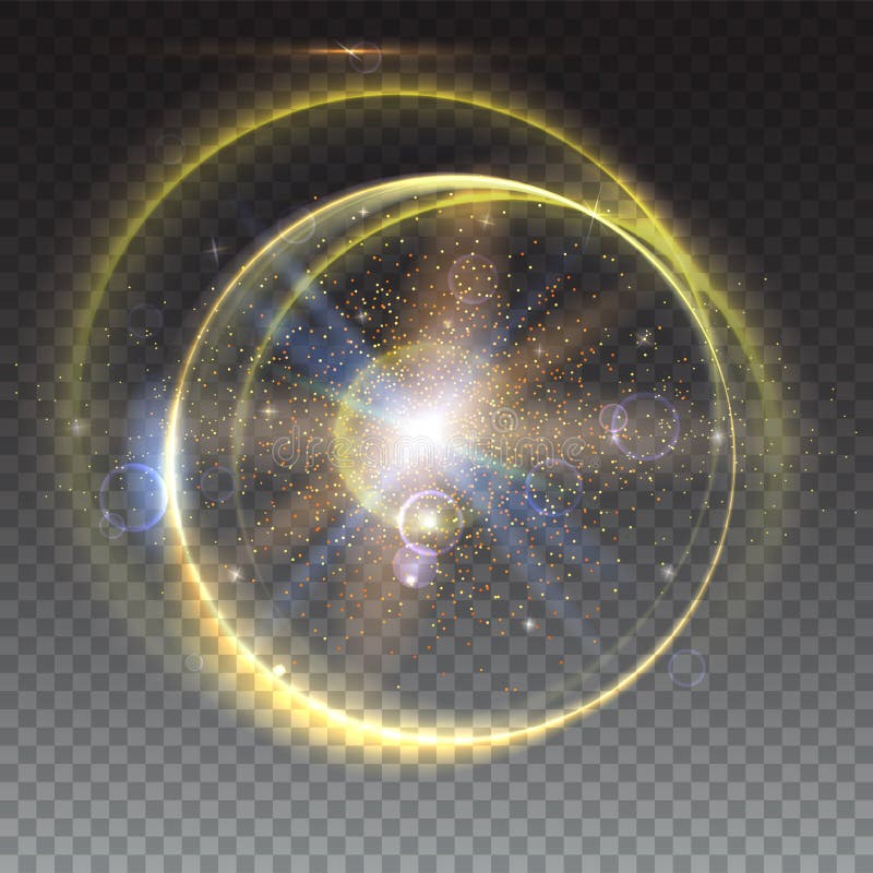 Circular Light Rays and Lens Flare Backdrop, on Trasparent. Glow Light ...