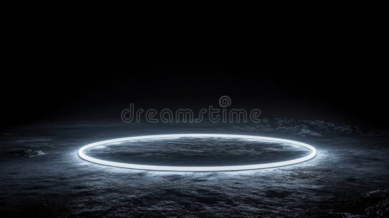 A Circular Light Source in the Center of a Dark, Rocky Surface. Stock ...