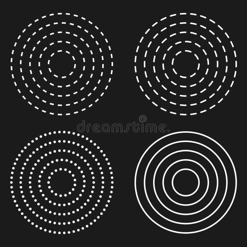 Circular Line Pattern. Dotted Concentric Circles. Dashed Curved Lines ...