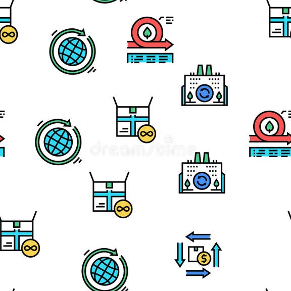 Circular and Linear Economy Model Icons Set Vector Stock Vector ...