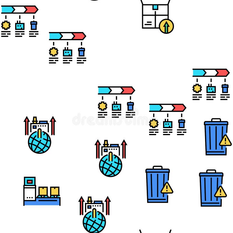 Circular and Linear Economy Model Icons Set Vector Stock Vector ...