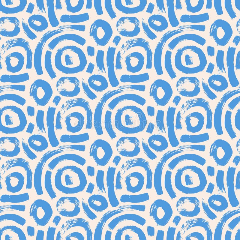 Circular Lines Brush Seamless Pattern. Paint Stroke Endless Background ...
