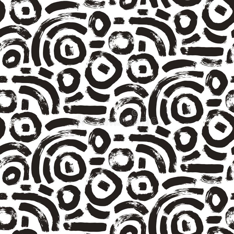 Circular Lines Brush Seamless Pattern. Paint Stroke Endless Background ...
