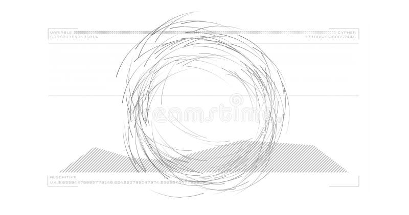Circular Lines And Data Points Animation Over Algorithm And Cypher Text
