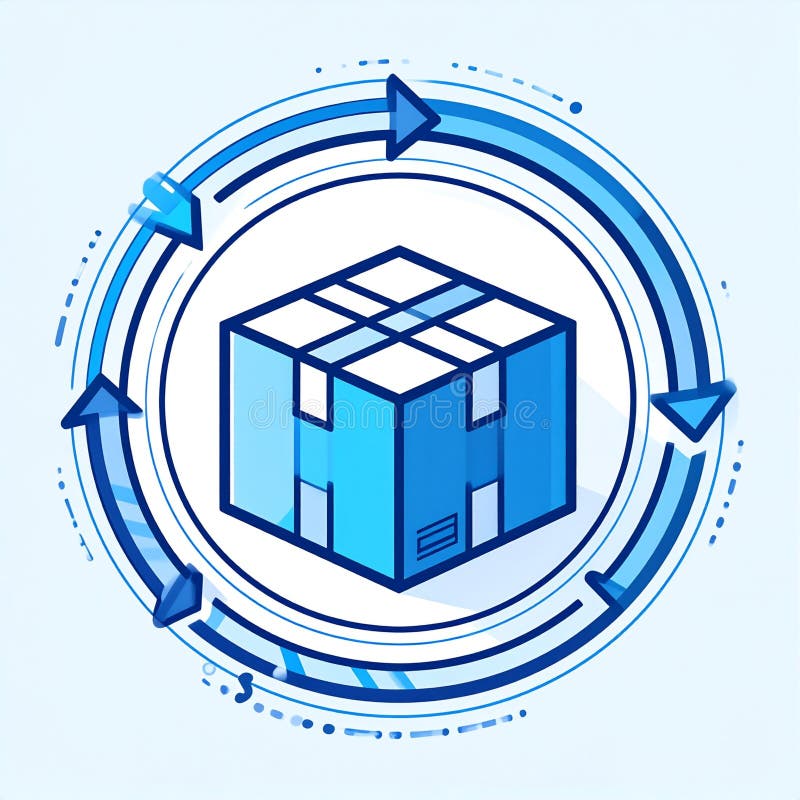 Circular Logistics and Package Delivery Icon Stock Illustration - Illustration of order ...