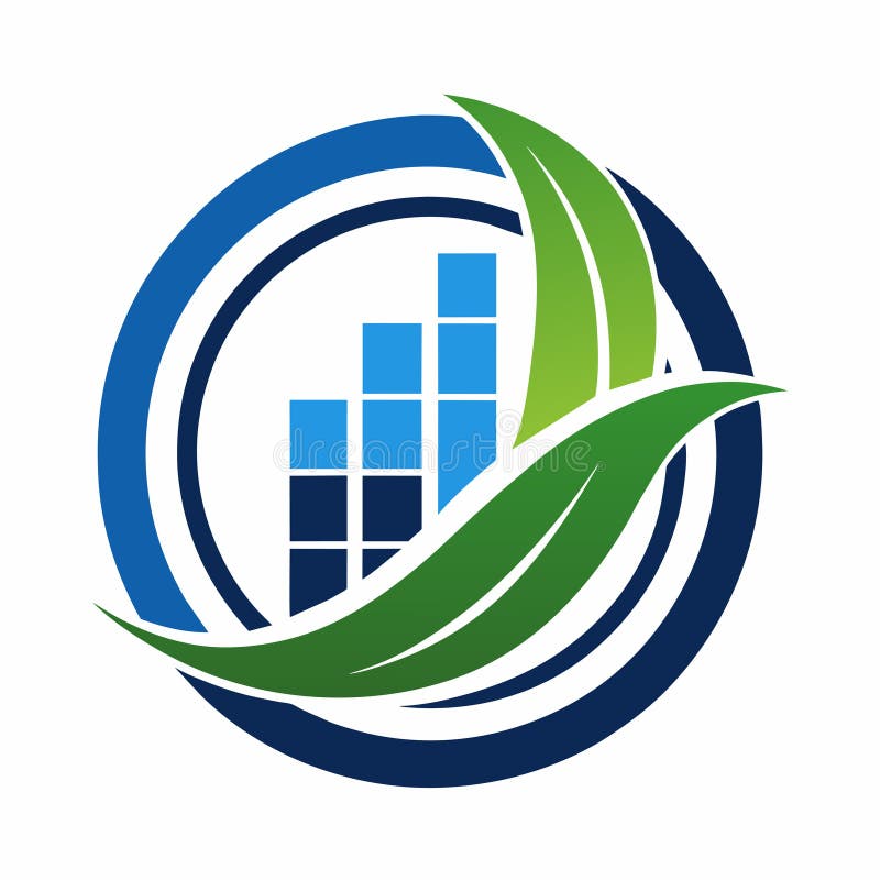 A Circular Logo Design Featuring a Green Leaf Wrapping Around a Bar ...