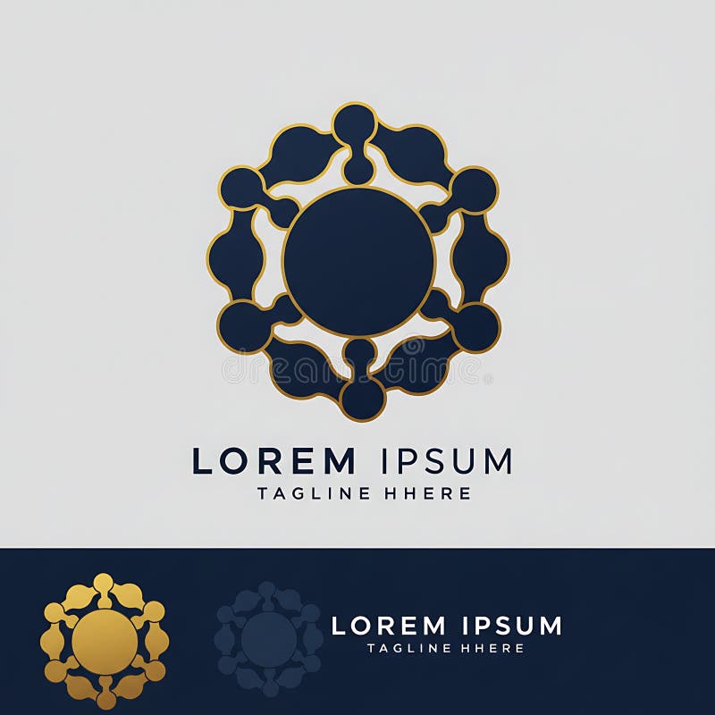 Circular Logo Design with Interconnected Abstract Shapes in Dark Blue ...
