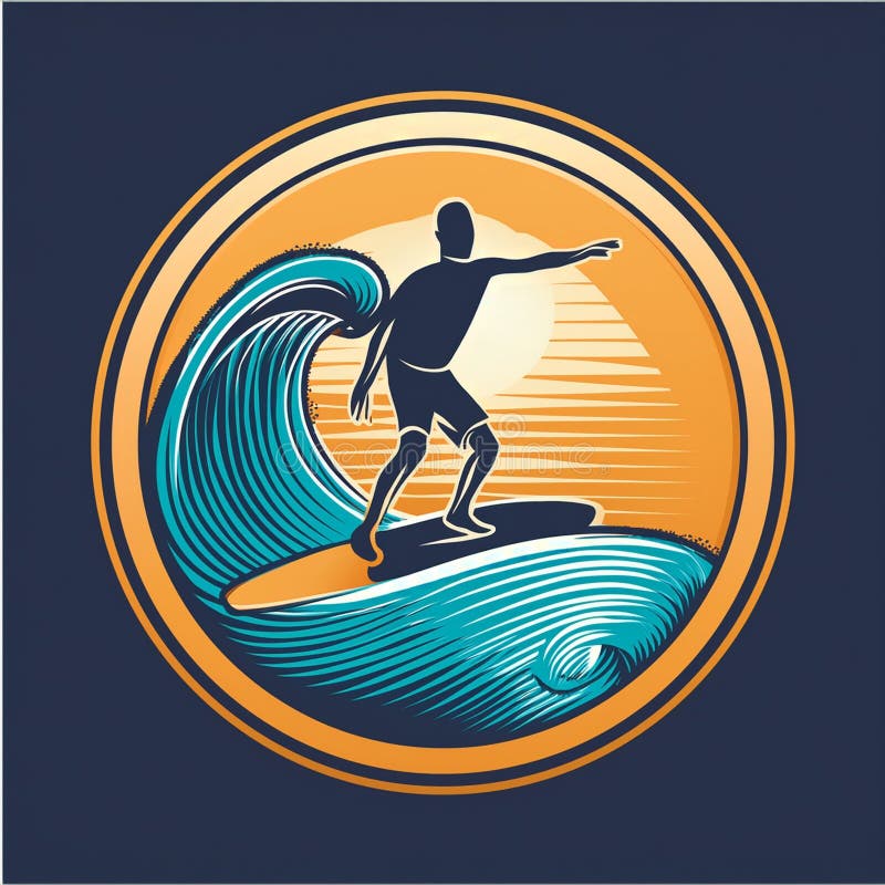 Logo with a surfer stock illustration. Illustration of scene - 373073484