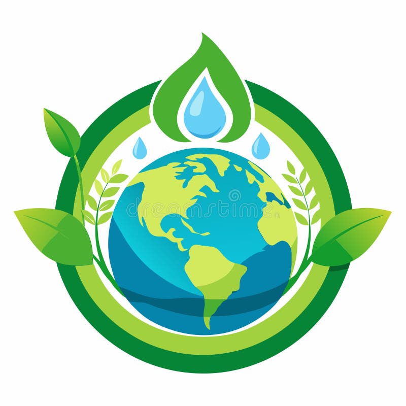 A Circular Logo Featuring a Stylized Earth Surrounded by Leaves and ...