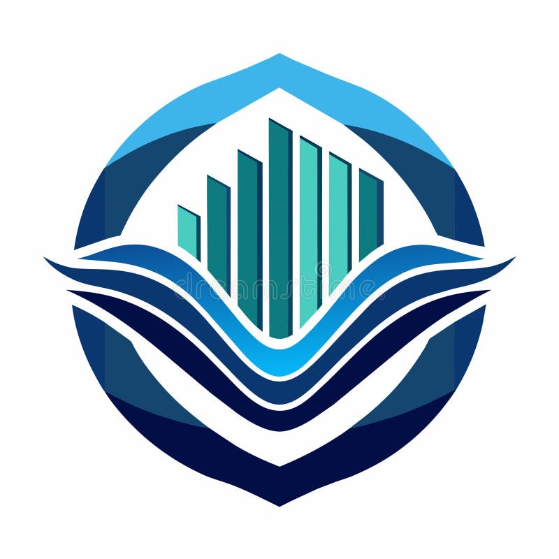 A Circular Logo Featuring a Stylized Wave Pattern Beneath Four Abstract ...