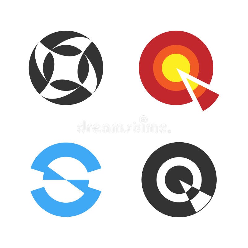 Circular Logo Set. Negative Space Style Logotype Stock Vector ...