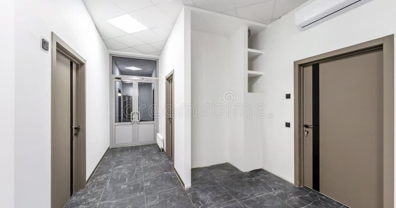 Circular Loop Panoramic Movement in Circle of White Empty Corridor ...