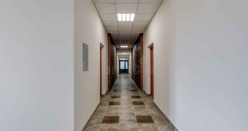 Circular Loop Panoramic Movement in Circle of White Empty Corridor ...