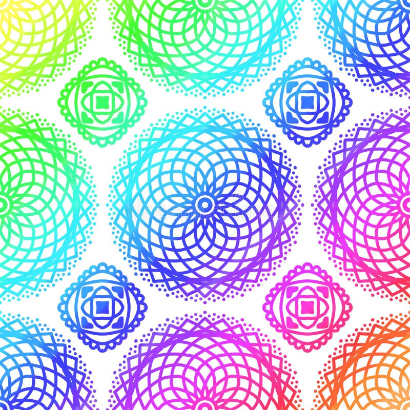 Rainbow Mandala Pattern on White Background Stock Illustration ...