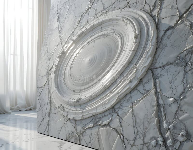 Circular Marble Design on Textured Wall Adds Depth and Elegance Stock ...