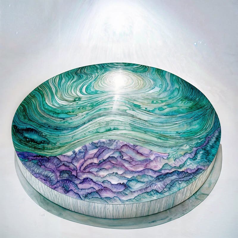 Circular Marble Platform with Intricate Textures and a Glowing Light ...