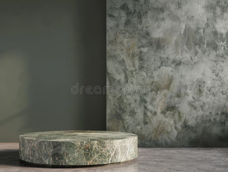 Circular Marble Platform in Minimalist Interior Design Setting Stock ...
