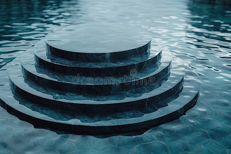 Circular Marble Steps in Water Stock Illustration - Illustration of ...