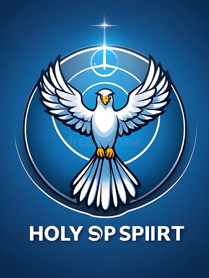 A Circular Mascot Logo of a Holy Spirit on a Blue Background with Text ...