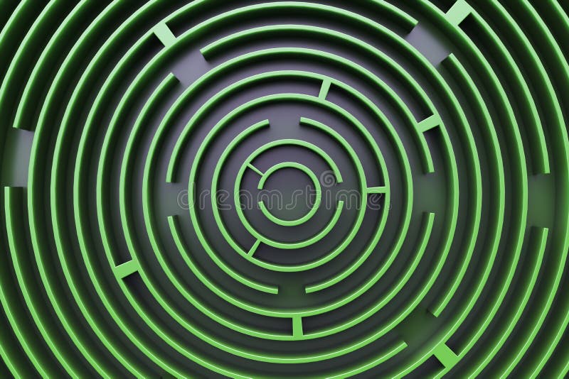 Circular Maze Background. Green Style Stock Illustration - Illustration ...