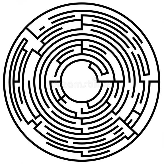 Circular Maze with Black Lines on a White Background. it Features ...
