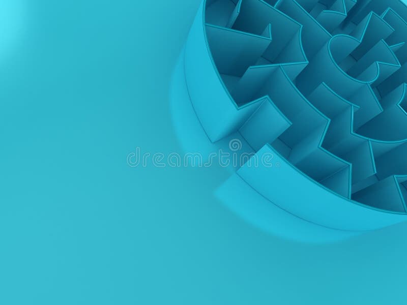 Circular Maze 3D - Perspective Blue Stock Illustration - Illustration ...